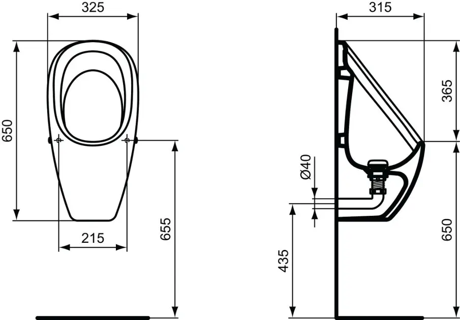 Ideal Standard Urinarios - Urinario Waterless 325x315x650 mm, blanco ...