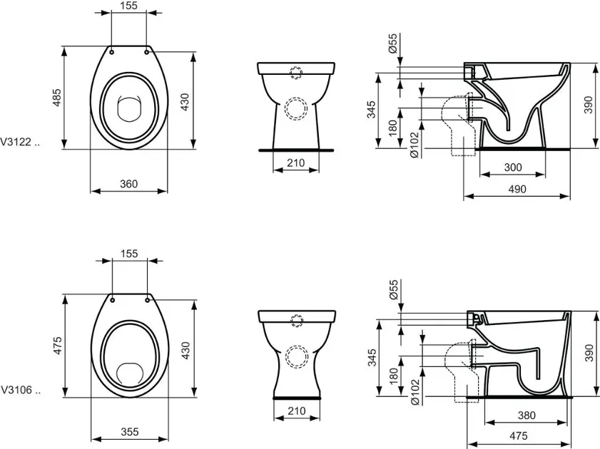 Ideal Standard Eurovit - Stand-WC, Abgang waagerecht, weiß V312201 ...