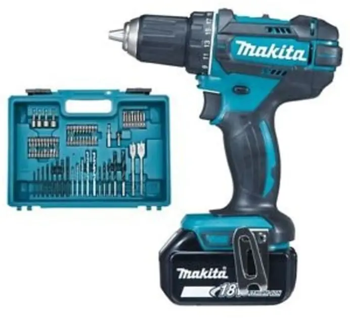 Makita Werkzeug - 18V Akku-Bohrschrauber mit Zubehör, 2x 3,0 Ah LXT Akku, Ladegerät DDF482RFX1 ...