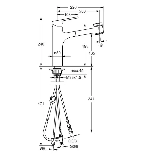 Hansa Ronda - Spültischarmatur mit ausziehbarer Brause, für drucklose ...