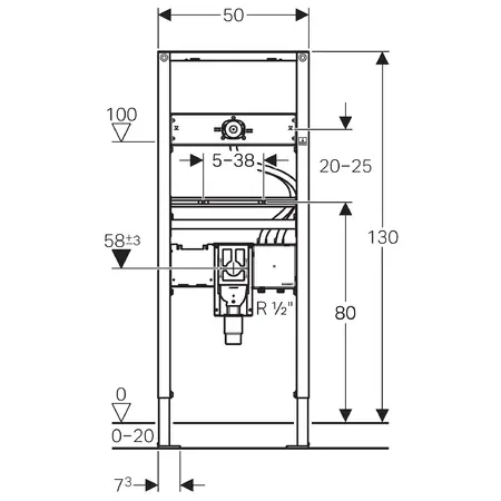 Geberit Duofix - Montageelement für Waschtisch, 130 cm, elektronische Wandarmatur mit UP ...