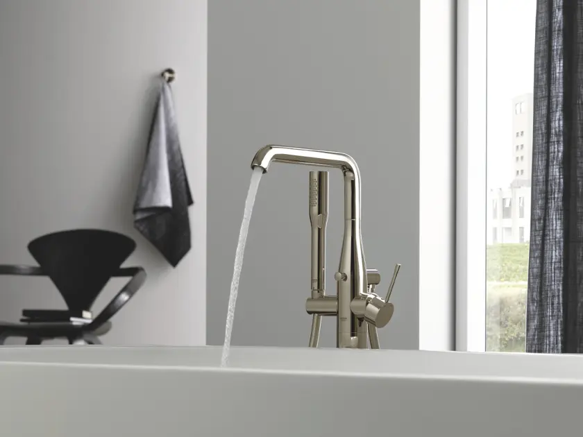 Grohe Essence - Badewanne Einhebelmischer, Bodenmontage, Nickel poliert ...