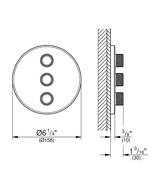 Grohe Grohtherm SmartControl - Pulsador empotrado de 3 vías, cromo ...