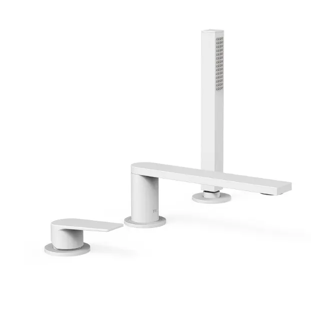 TRES Project - Baterie na okraj vany, 3-otvorová instalace, matná bílá ...