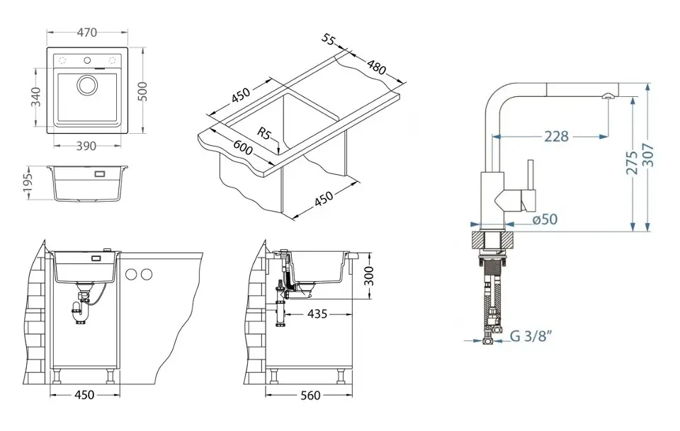 Alveus Sets - Set Atrox 20 Spüle und Zeos-P Armatur, schwarz SETA23215 ...