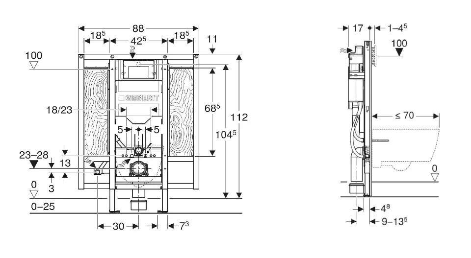 Geberit Duofix - Stelaż montażowy podtynkowy do wiszącej miski WC ...