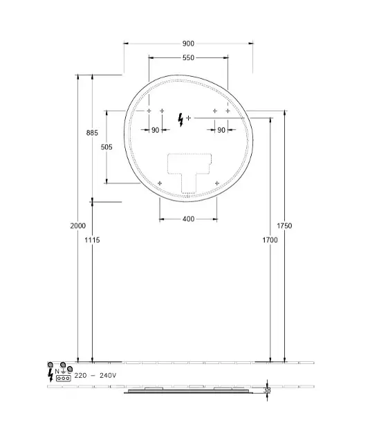 Villeroy & Boch Antao - Miroir avec éclairage LED, 90 × 89 cm A4769000 ...