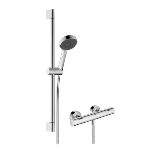 Hansgrohe Activera Select S - Set de duș cu termostat, 2 jeturi, EcoSmart, crom 28876000 ...