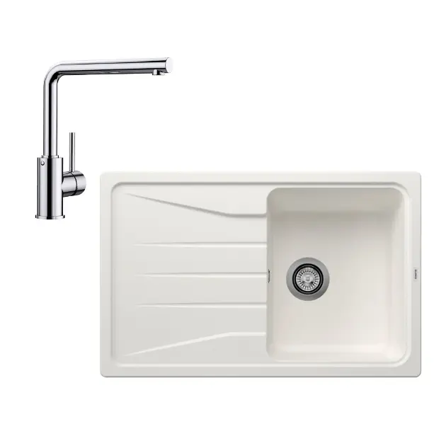 Blanco - Set dřezu Sona 45 S a baterie Mila, bílá/chrom SET 08-A 25 ...