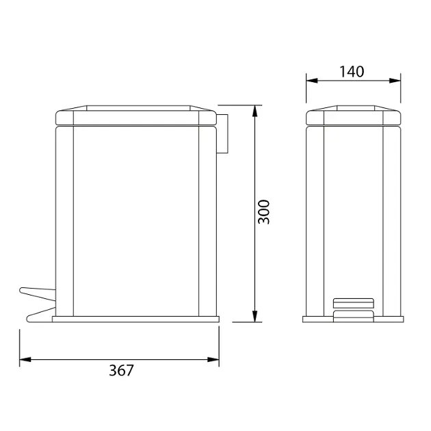 Aqualine Simple Line - Coș de gunoi dreptunghiular 5 L, alb mat GAQ005W ...