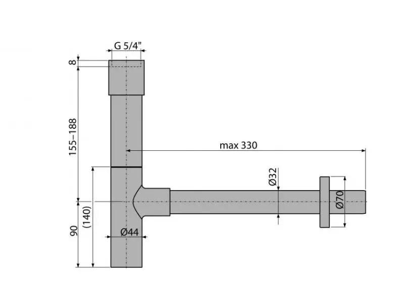 Alcadrain Siphons - Waschtisch-Siphon Design, Durchmesser 32 mm, massiv ...
