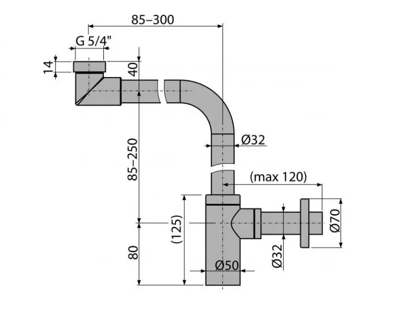 Alcadrain Siphons - Waschtisch-Siphon Design, Durchmesser 32 mm ...