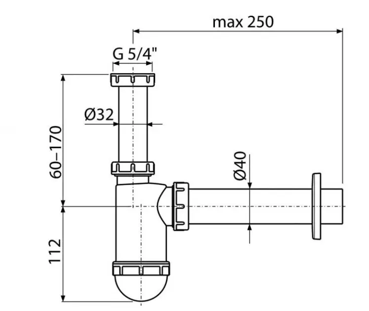 Alcadrain Siphons - Siphon de lavabo, diamètre 40 mm avec écrou de trop ...