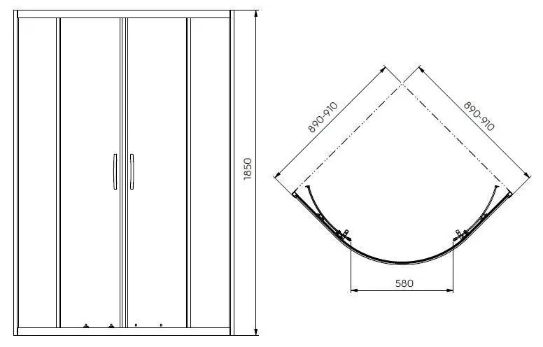 Kolo Rekord - Cabine de douche quart de cercle, 90x90 cm, verre clair ...