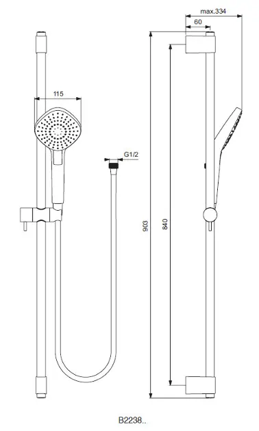 Ideal Standard Idealrain Evo Jet - Brausegarnitur Diamond, Duschstange 90 cm mit Duschskopf, 3 ...