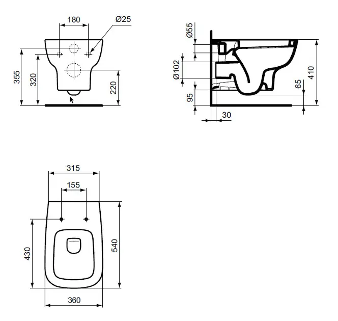 Ideal Standard Esedra - WC suspendu, blanc T281401 | Sanitino.fr