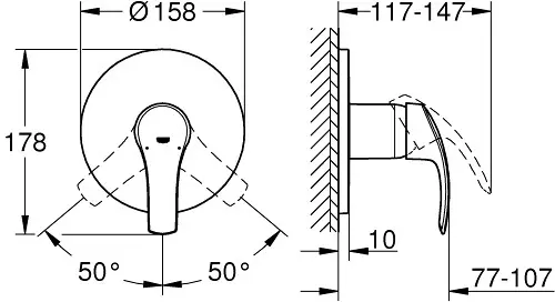 Grohe Eurosmart - Duscharmatur - Unterputz, verchromt 24042002 ...