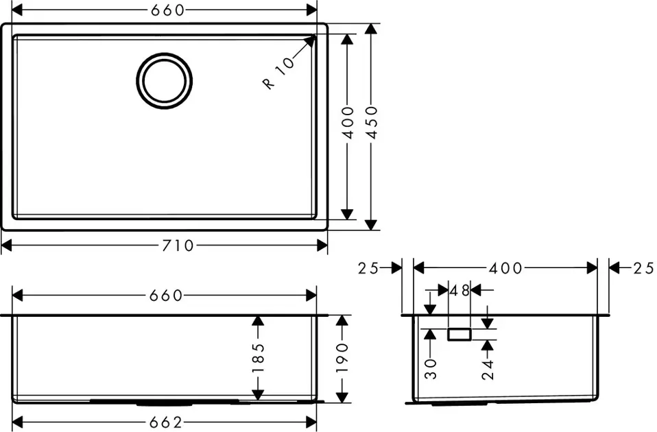Hansgrohe Lavelli - Lavello sottopiano S719-U660, acciaio inox 43428800 ...