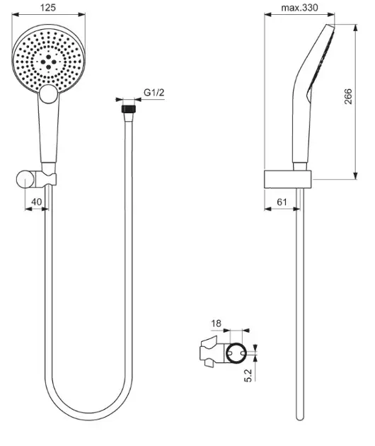 Ideal Standard Idealrain Evo Jet - Set Brause, 3 Strahlarten, Halter und Schlauch, Chrom B2459AA ...