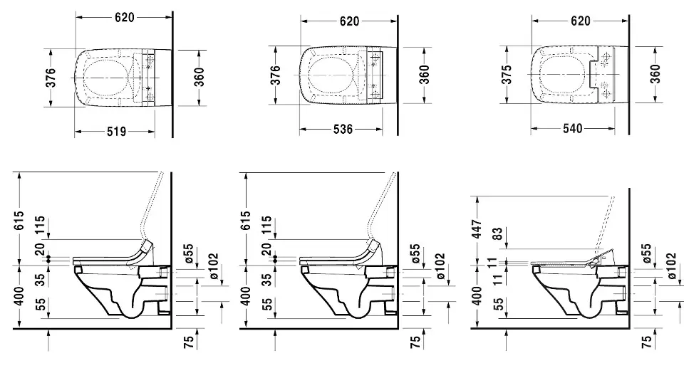 Duravit DuraStyle - Wand-WC für SensoWash, mit HygieneGlaze, Alpinweiß ...