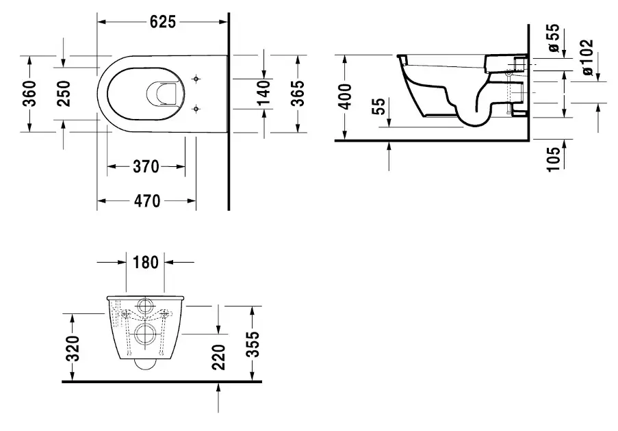 Duravit Darling New - Wand-WC, mit HygieneGlaze, weiß 2544092000 ...