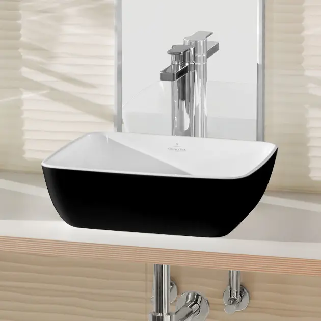 Villeroy & Boch Artis - Lavabo sobre encimera, 41x41 cm, Coal Black ...