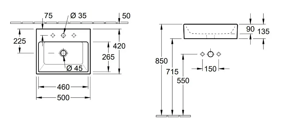 Villeroy & Boch Memento - Lavabo sobre encimera 50x42 cm, con ...