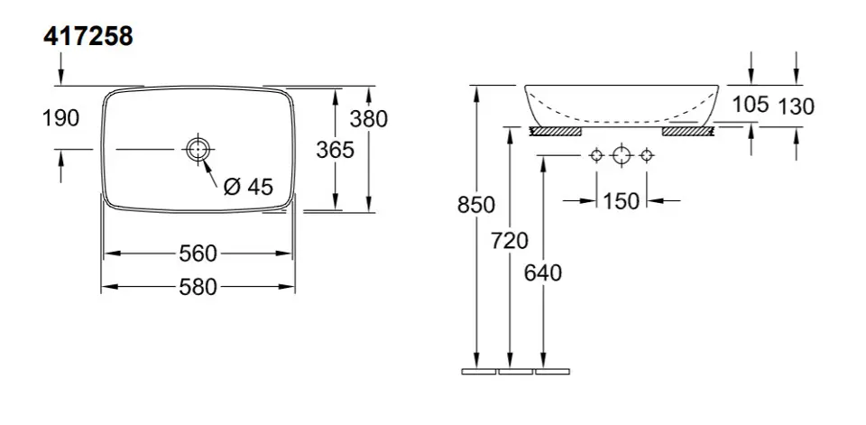 Villeroy & Boch Artis - Aufsatzwaschbecken, 58x38 cm, Coal Black ...