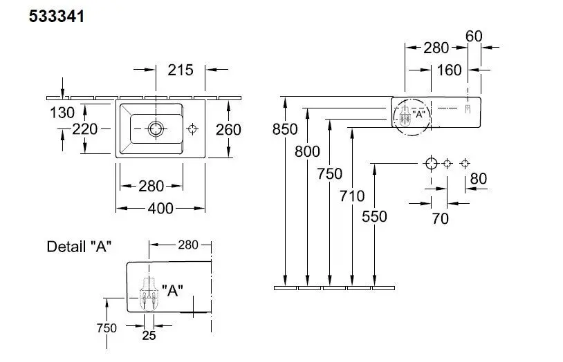Villeroy & Boch Memento - Handwaschbecken Compact, 36x22 cm, ohne ...