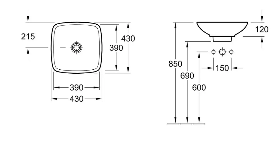 Villeroy & Boch Loop&Friends - Aufsatzwaschbecken, 50x42 cm, mit ...