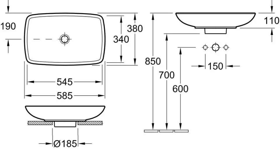 Villeroy & Boch Loop&Friends - Aufsatzwaschbecken, 59x38 cm, ohne ...