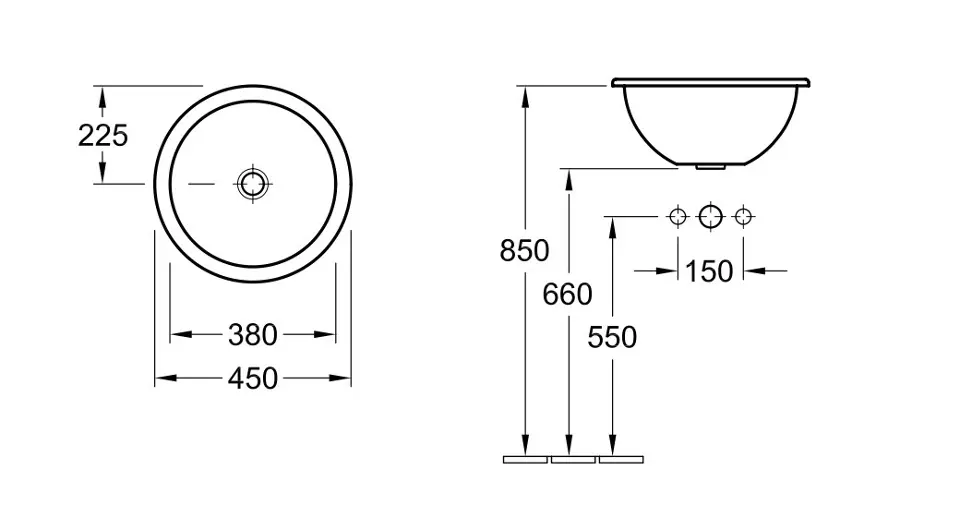 Villeroy & Boch Loop&Friends - Einbauwaschbecken Durchschnitt 45 cm ...