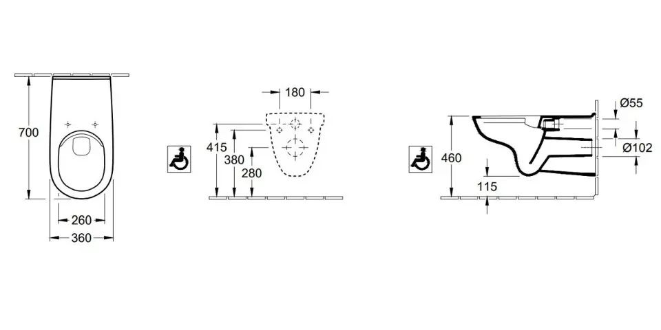 Villeroy & Boch ViCare - Wand WC, barrierefrei, Abagng waagerecht ...