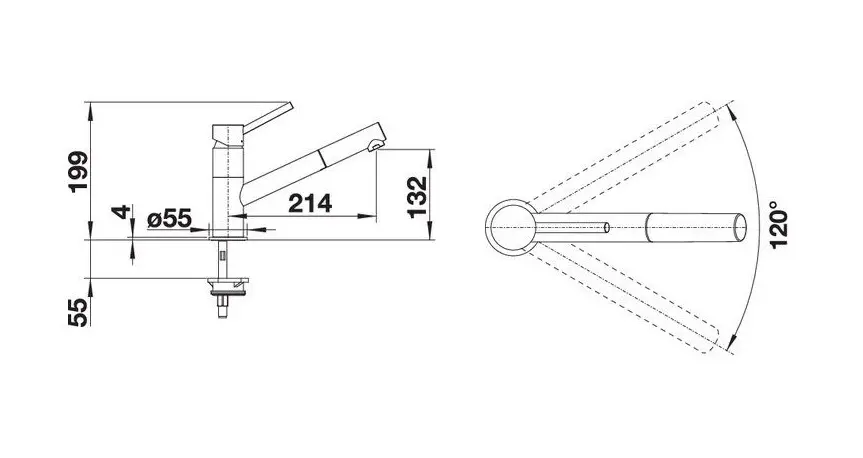 Blanco Kano S - Dřezová baterie s výsuvnou koncovkou, aluminium/chrom ...