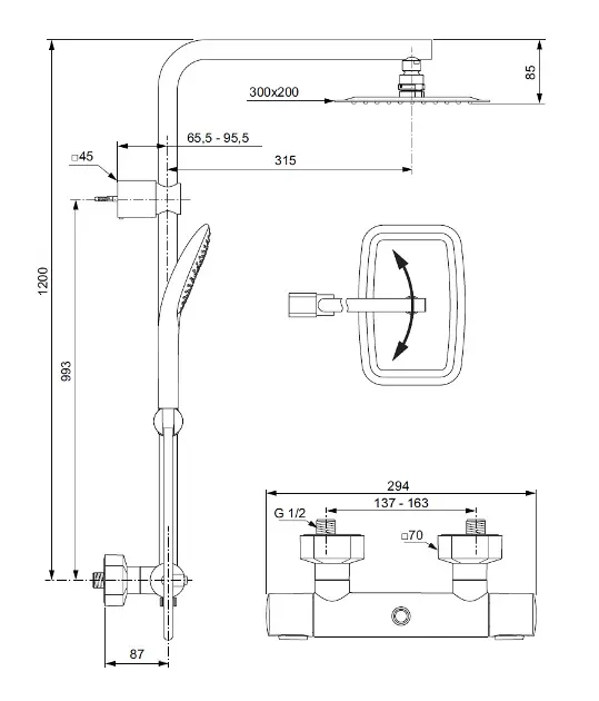 Ideal Standard Idealrain Evo Jet - Brauseset 200 mit Thermostat, 3 Strahlarten, Chrom A6986AA ...