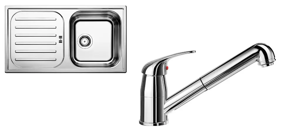 Blanco Sets - Set- Spülbecken Flex Pro 45 S, Armatur Daras-S, Edelstahl ...