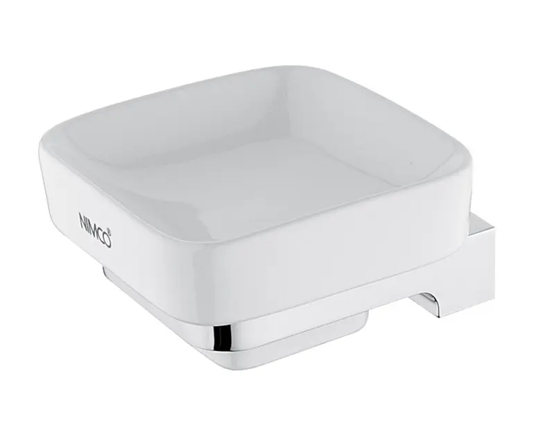 Nimco Maya - Distributore di sapone con supporto, ceramica bianca/cromo ...
